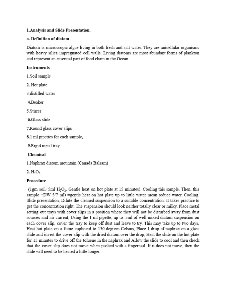1.analysis and Slide Presentation. A. Definition of Diatom | PDF | Rock ...