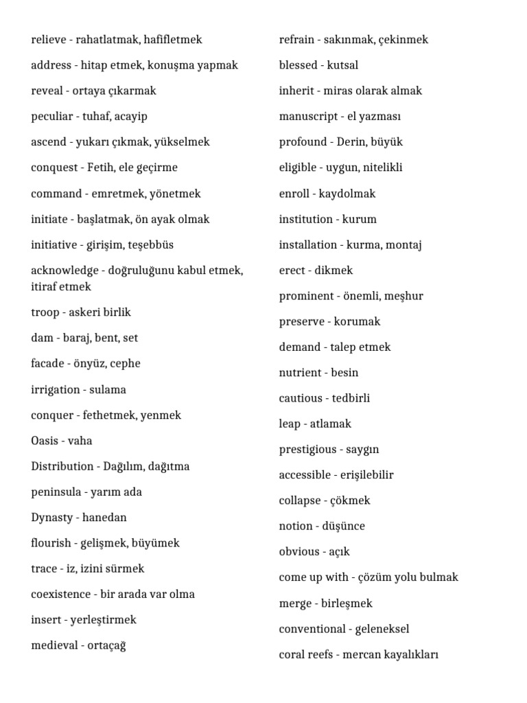 B1 Final Exam Vocabulary List | PDF