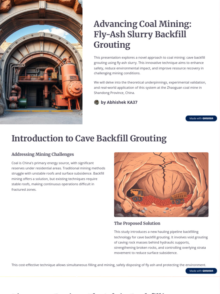 Fly-Ash Slurry Backfill in Mining | PDF | Mining | Coal