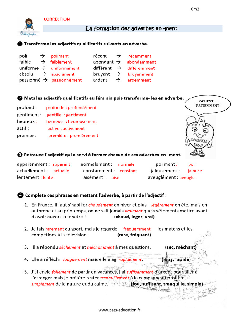 Formation des adverbes en -ment | PDF