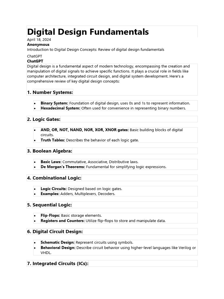 Digital Design Fundamentals | PDF | Control Theory | Logic Gate