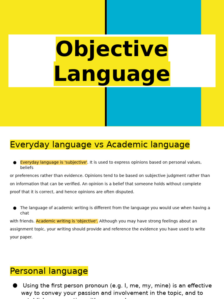 Objective Language 2 | PDF | Experience | Cognition