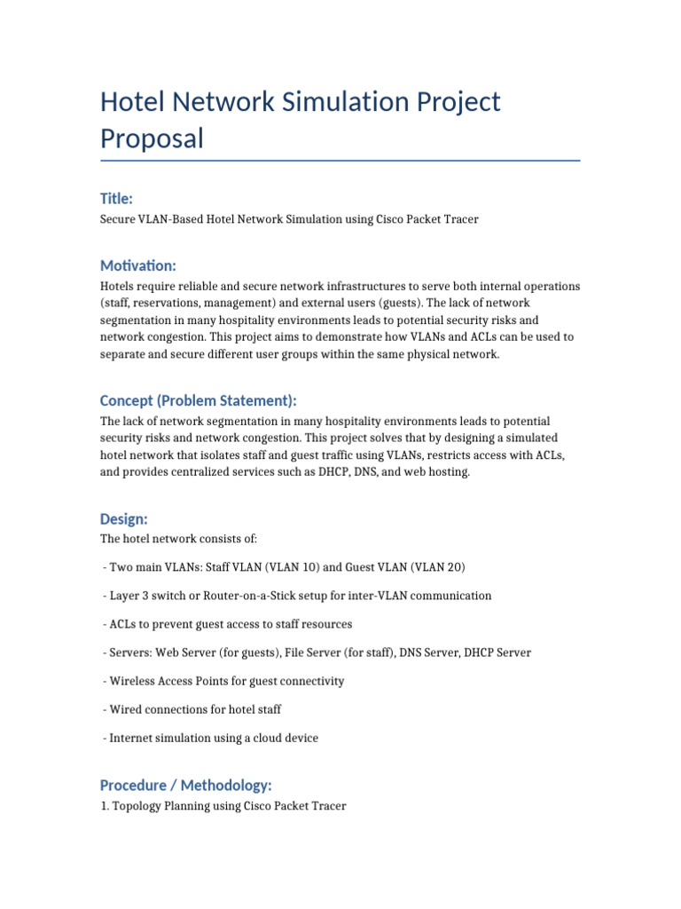 Hotel Network Project Proposal | PDF | Computer Network | Domain Name System