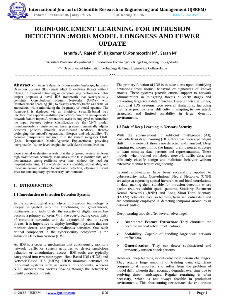 Reinforcement Learning For Intrusion Detection More Model Longness And Fewer Update Pdf