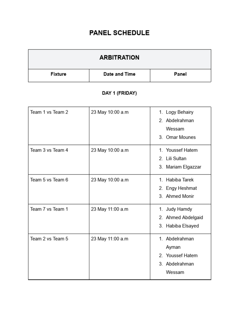 Panel Schedule Updated 1 | PDF