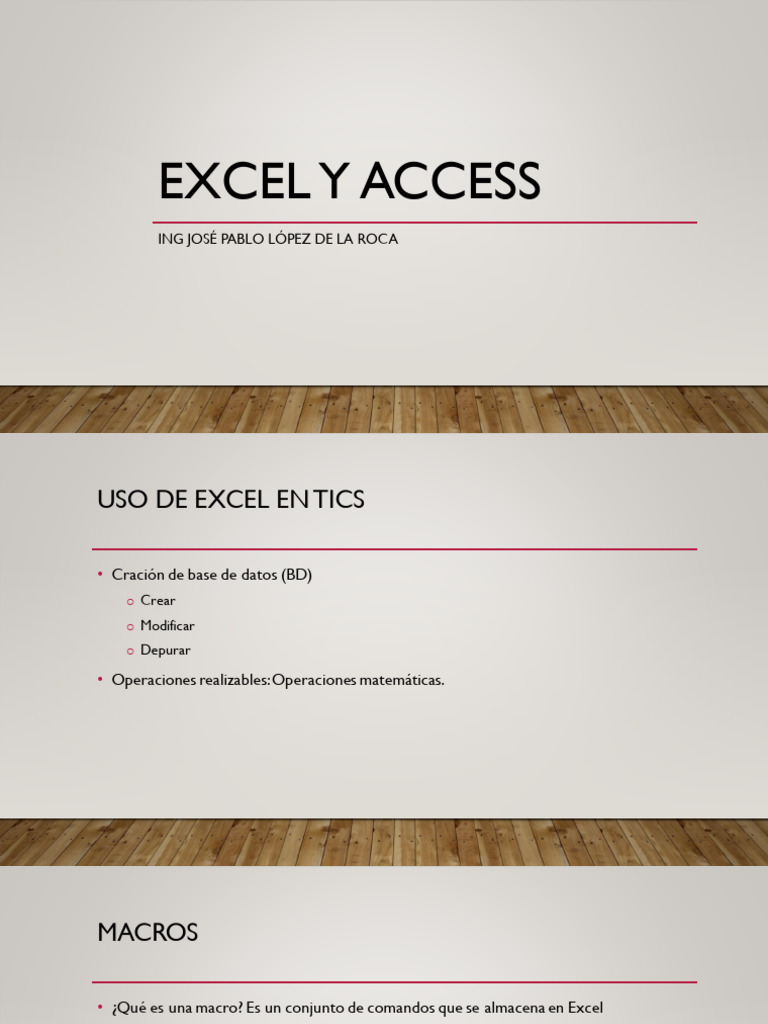 Presentación Tics EXCEL ACCESS | PDF