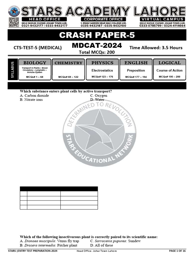 05 Cts-Test-5 (Student Copy) | PDF | Heart | Heart Valve