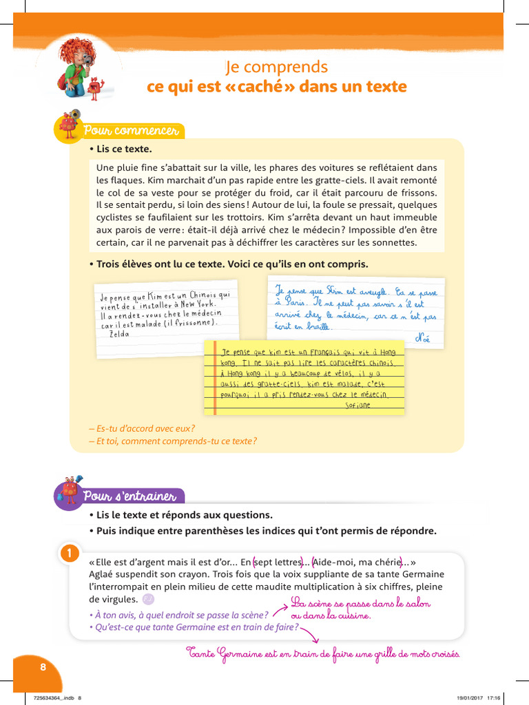 Compréhension de texte CM1 avec corrigé | PDF