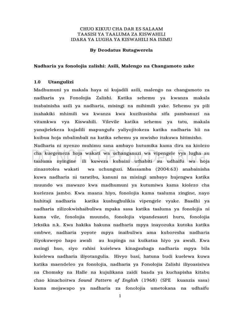 Nadharia Ya Fonolojia Zalishi | PDF