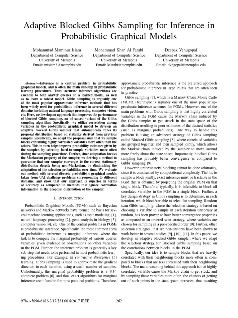 Islam, Farabi, Venugopal - 2017 - Adaptive Blocked Gibbs Sampling For Inference in Probabilistic ...