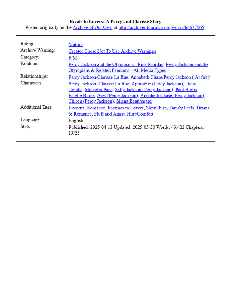 Rivals To Lovers A Percy | PDF