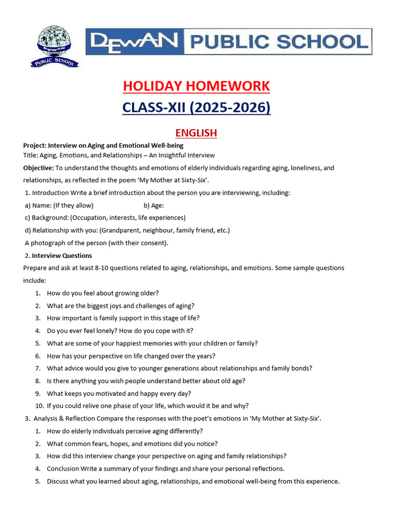 Xii Holiday Homework 2025-26-1 | PDF | Dipole | Emotions