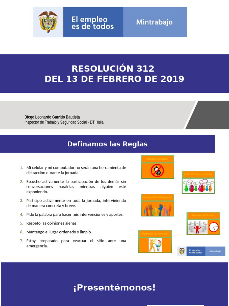 6.resolución 0312 de 2019 Mintrabajo DT Huila | PDF | Derecho laboral | Seguridad y salud ...