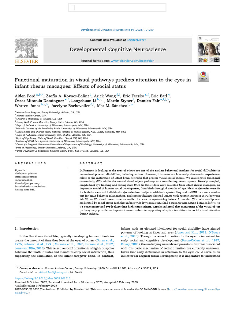Functional Maturation in Visual Pathways Predicts Atten 2023 Developmental C | PDF | Visual ...