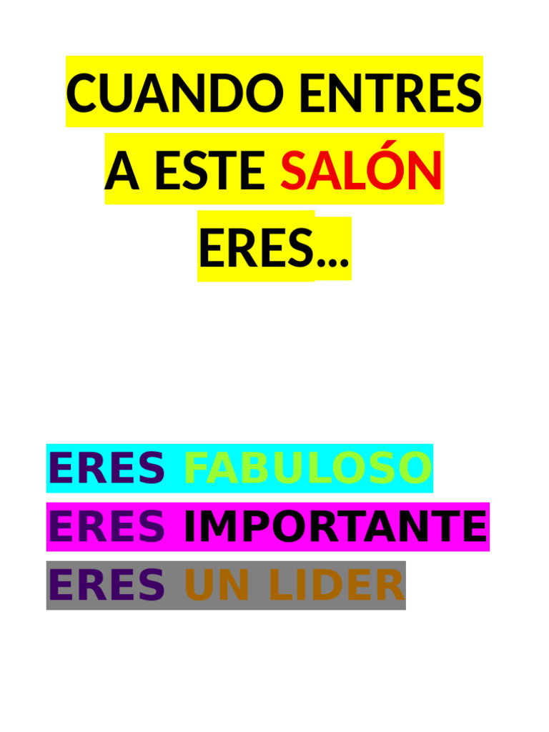 Cuando Entres A Este Salón Eres | PDF