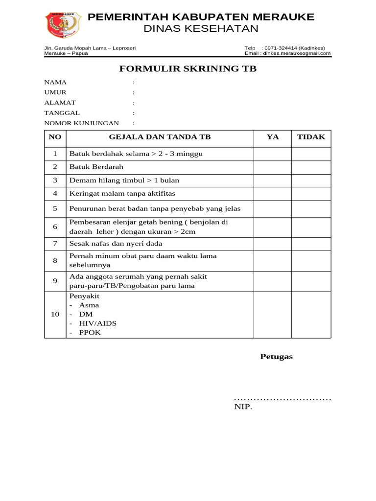 Formulir Skrining TB Merauke | PDF
