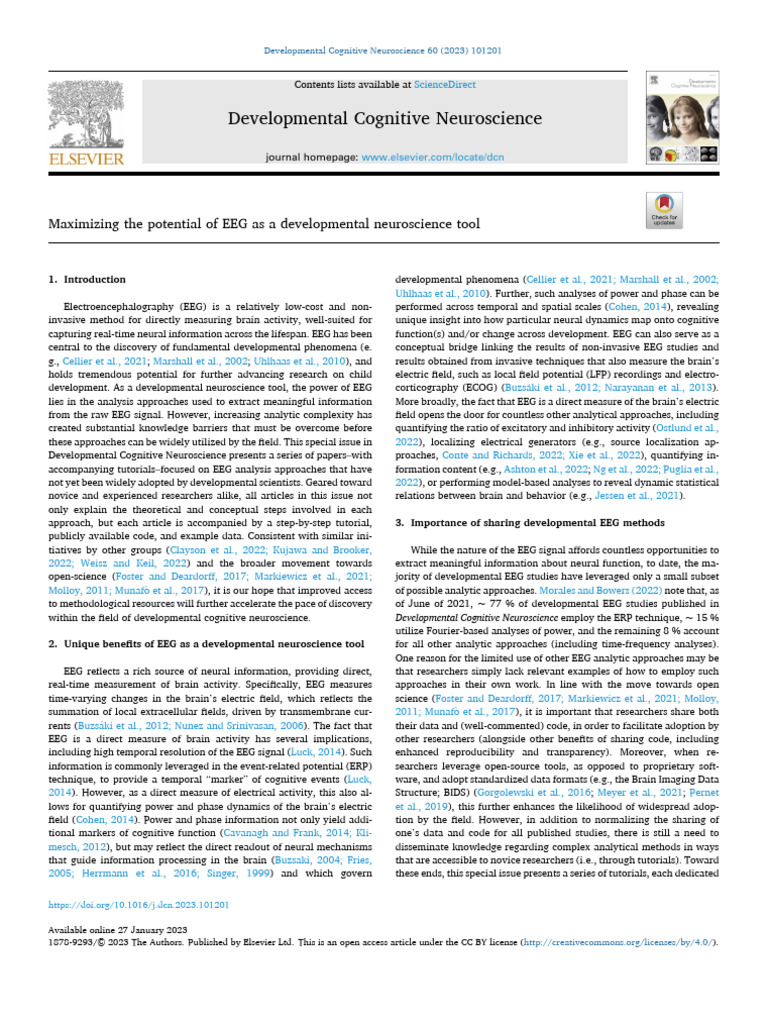 Maximizing The Potential of EEG As A Developme 2023 Developmental Cognitive | PDF ...