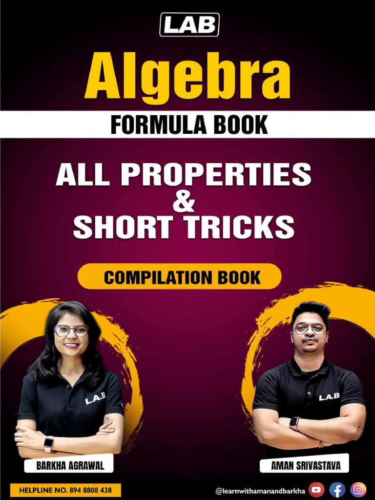 Essential Algebra Formulas Guide | PDF | Quadratic Equation | Equations