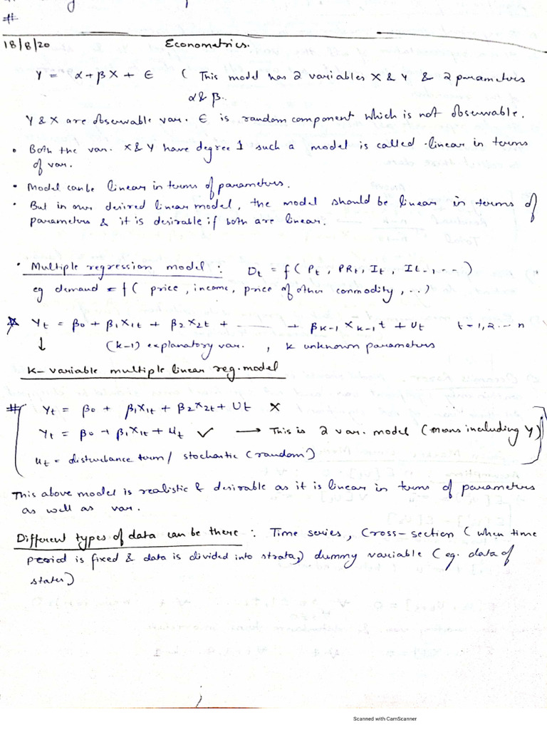 Econometrics Complete Notes | PDF