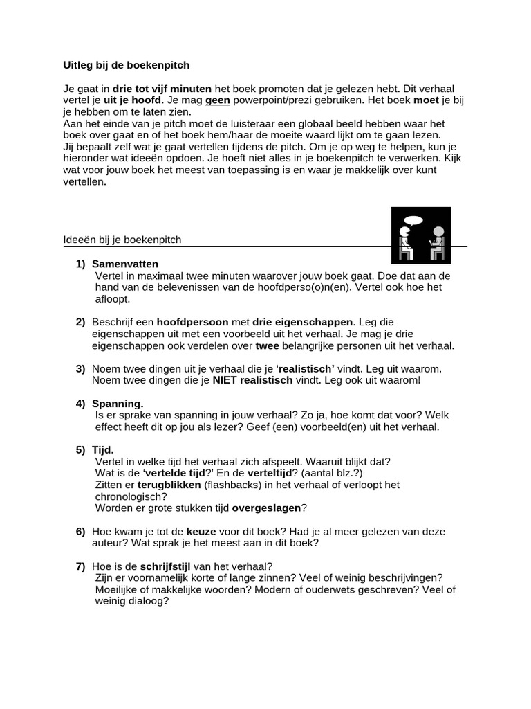 Uitleg Bij de Boekenpitch | PDF