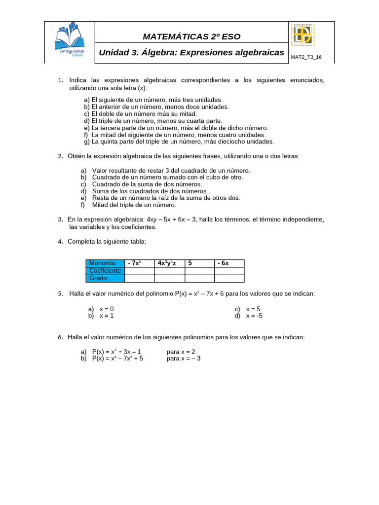 MAT2 SA5 16 Ejercicios | PDF | Matemática Elemental | Ciencia computacional