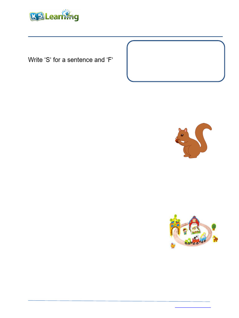 Grade 1 Sentence Fragments B | PDF