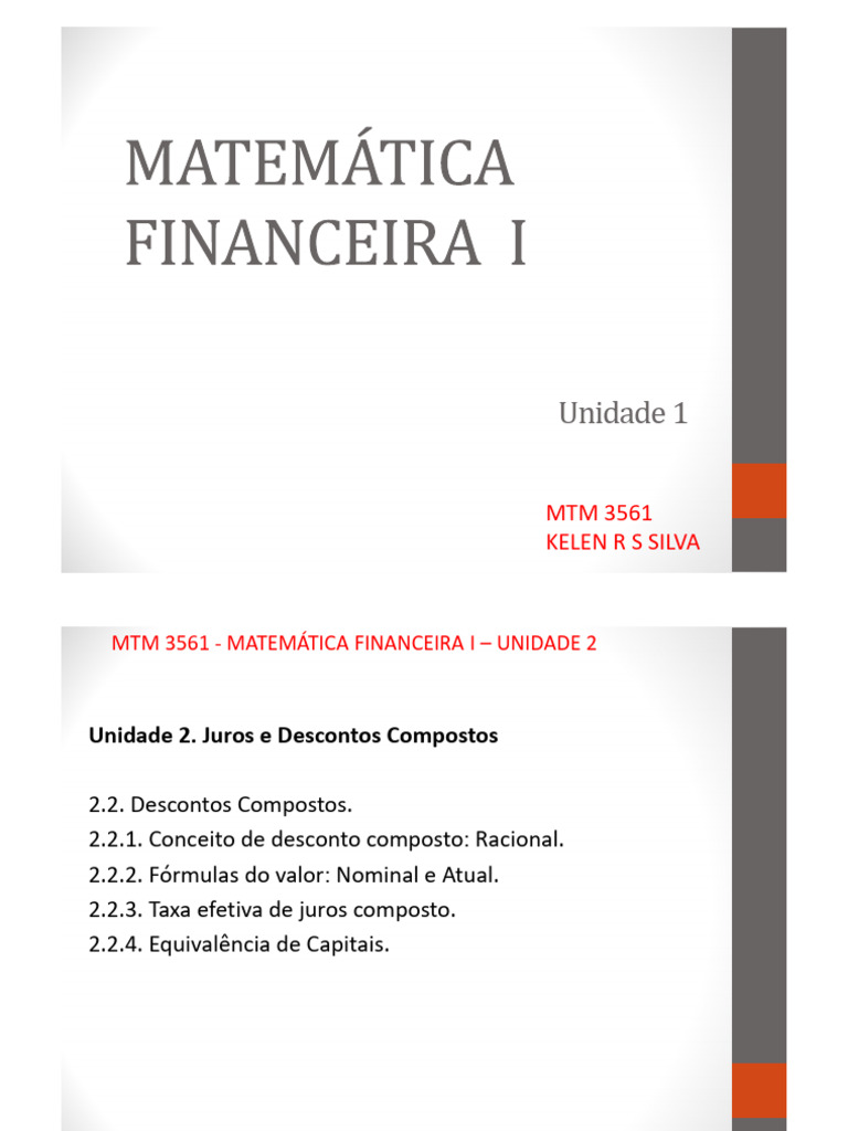 Slides - Desconto Simples Conjunto de Títulos | PDF | Desconto | Juros