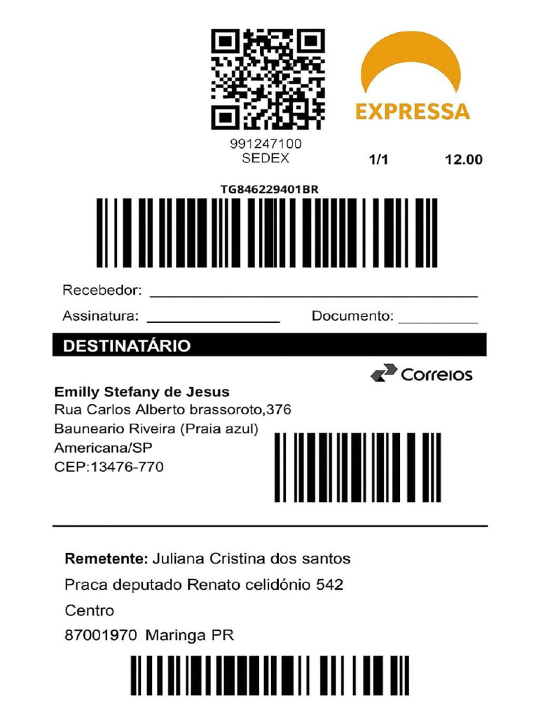 Etiqueta Sedex | PDF