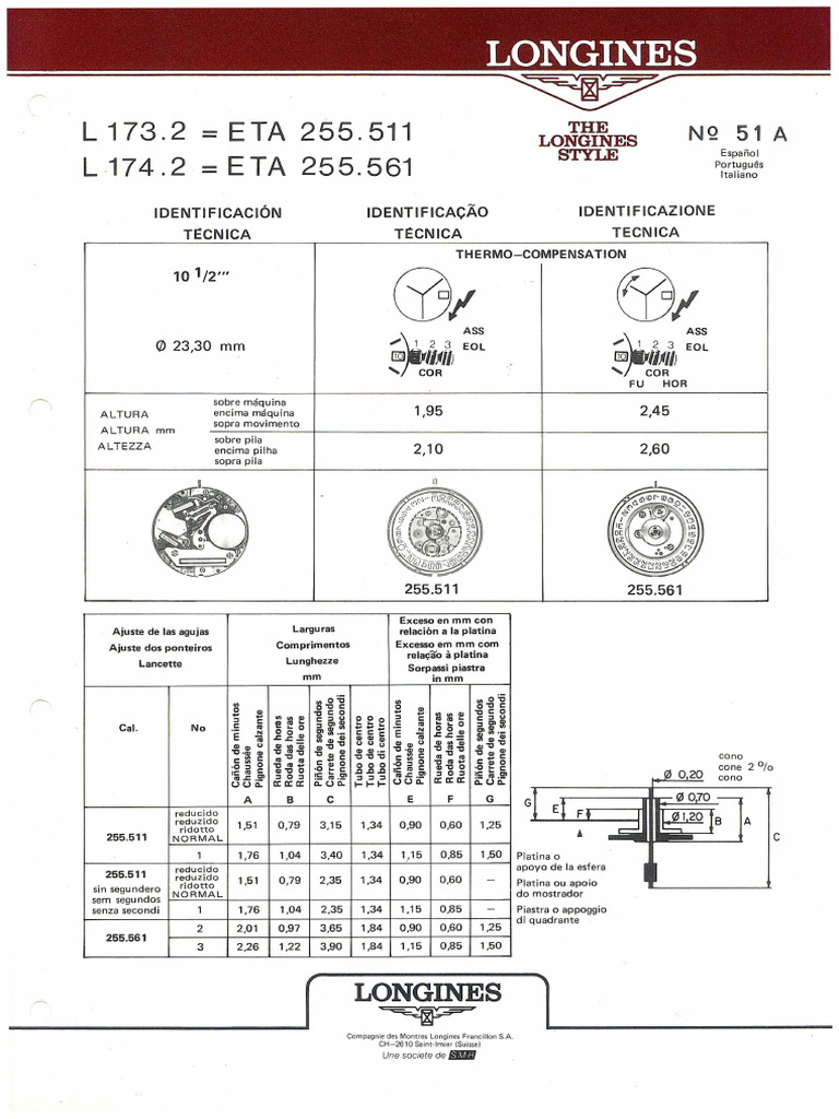 Longines - Cal. L173.2 L174.2 Repair Manual - Es_it_pt | PDF