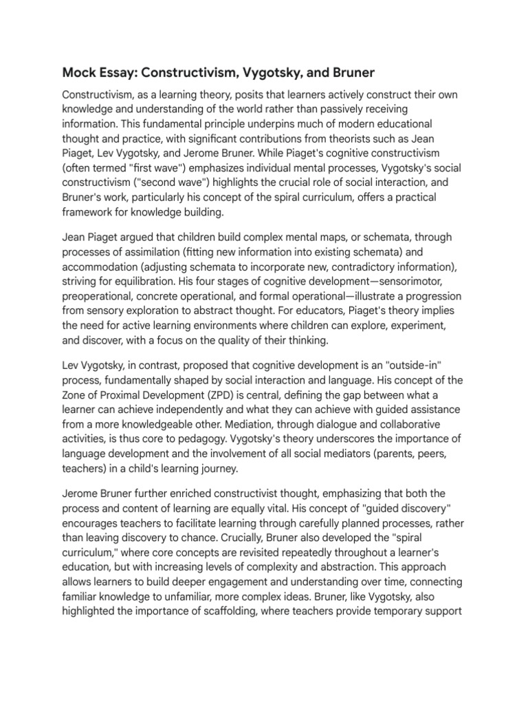 Constructivism Mock Essay | PDF | Constructivism (Philosophy Of ...