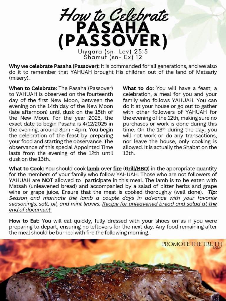 How To Celebrate Pasaha (Passover) 2025 | PDF | Passover | Dough
