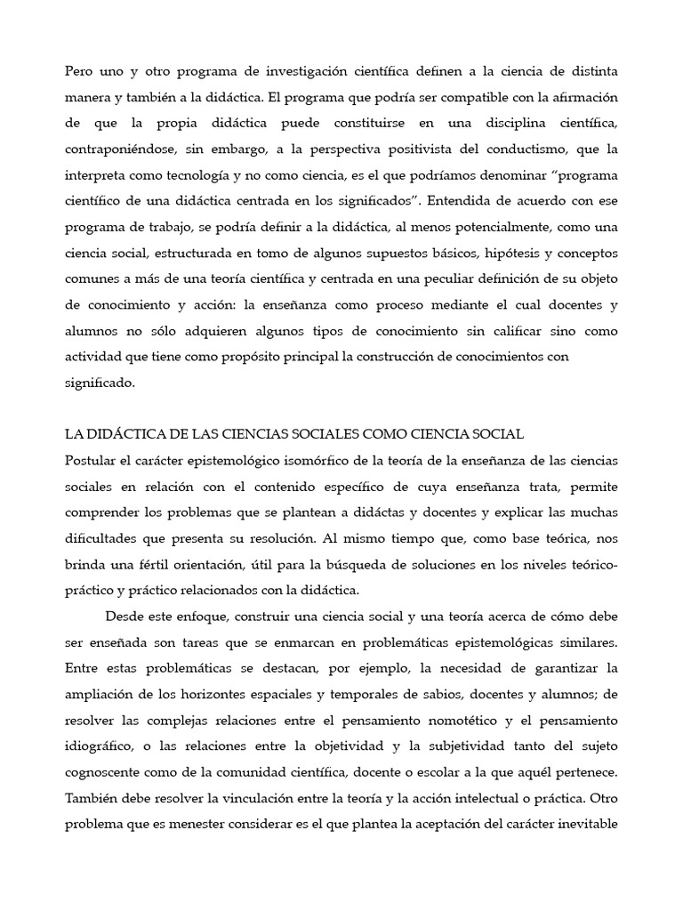 Didact Cs Ss Como Ciencia Social | PDF | Enseñando | Teoría