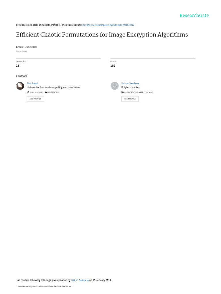 Efficient Chaotic Permutations For Image Encryptio | PDF | Encryption | Chaos Theory