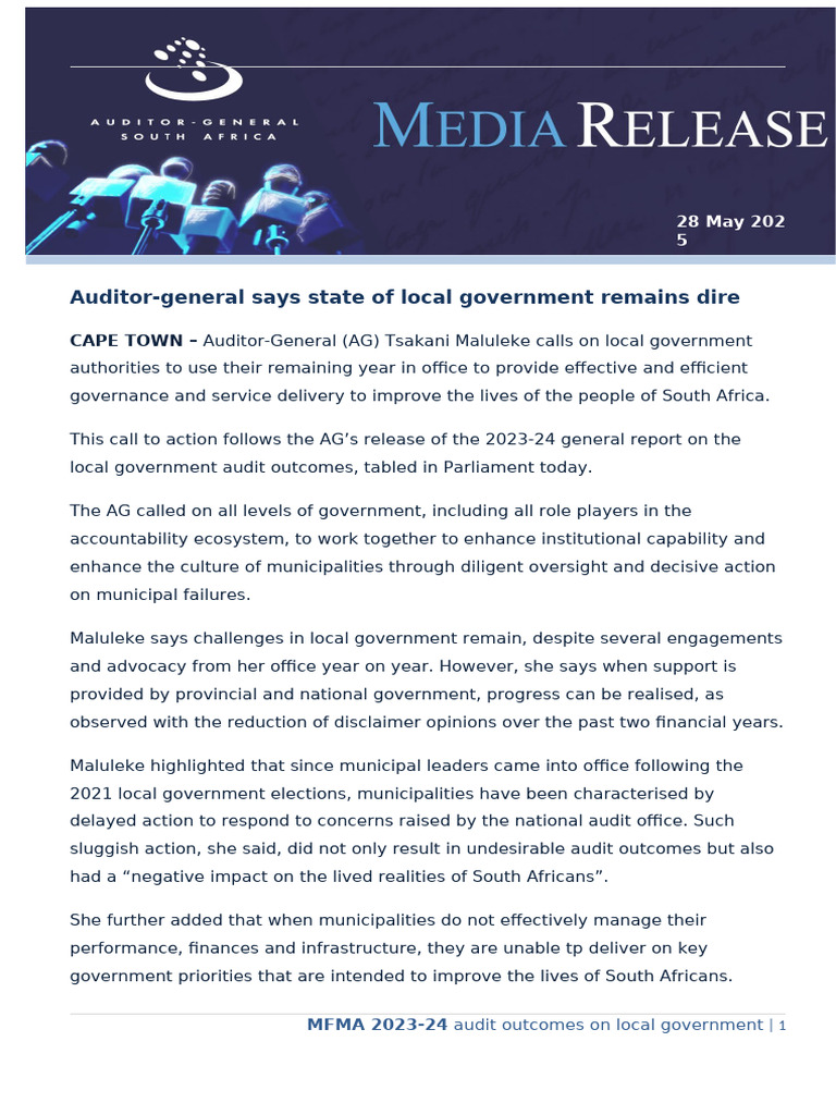 2025 202324 MFMA Media Release 28 May 2025 FINAL | PDF | Auditor's ...