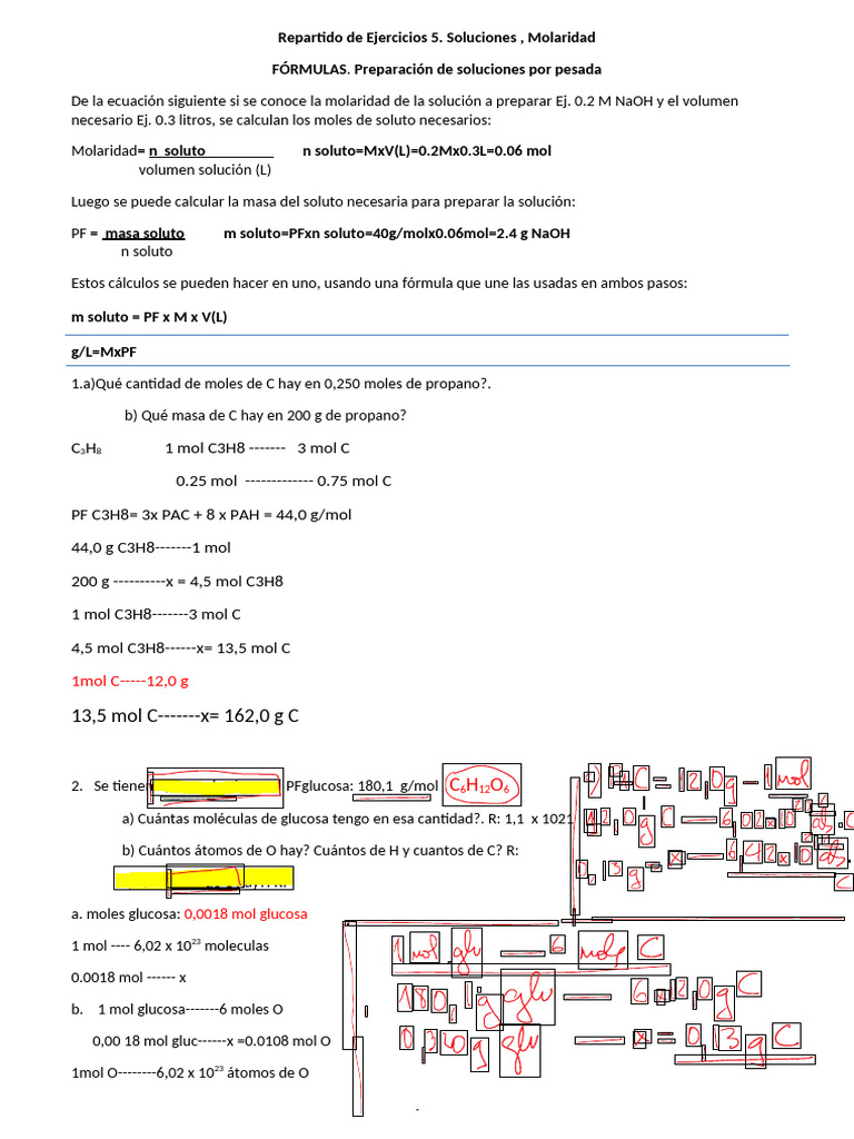 Rep. Ej. 5 - Soluciones Molaridad. | PDF | Mole (Unidad) | Sal (química)
