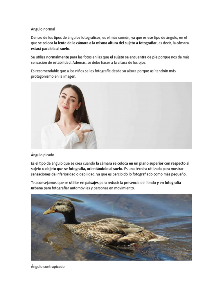 Tipos de ángulos en fotografía | PDF | Cámara | Perspectiva (Gráfica)