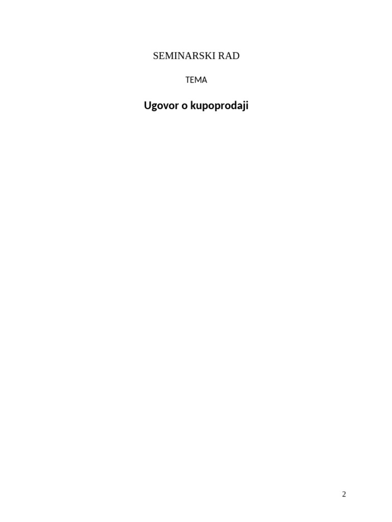 Ugovor o Kupoprodaji | PDF