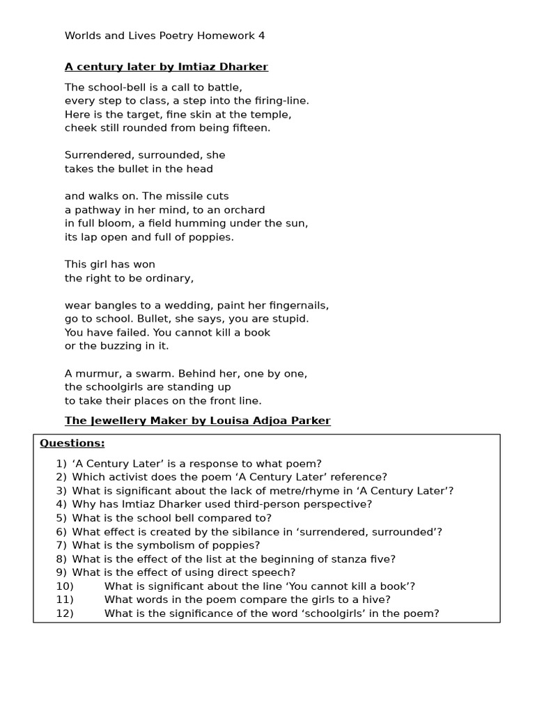 Homework 4 - Poems 10, 11, 12 | PDF | Poetry