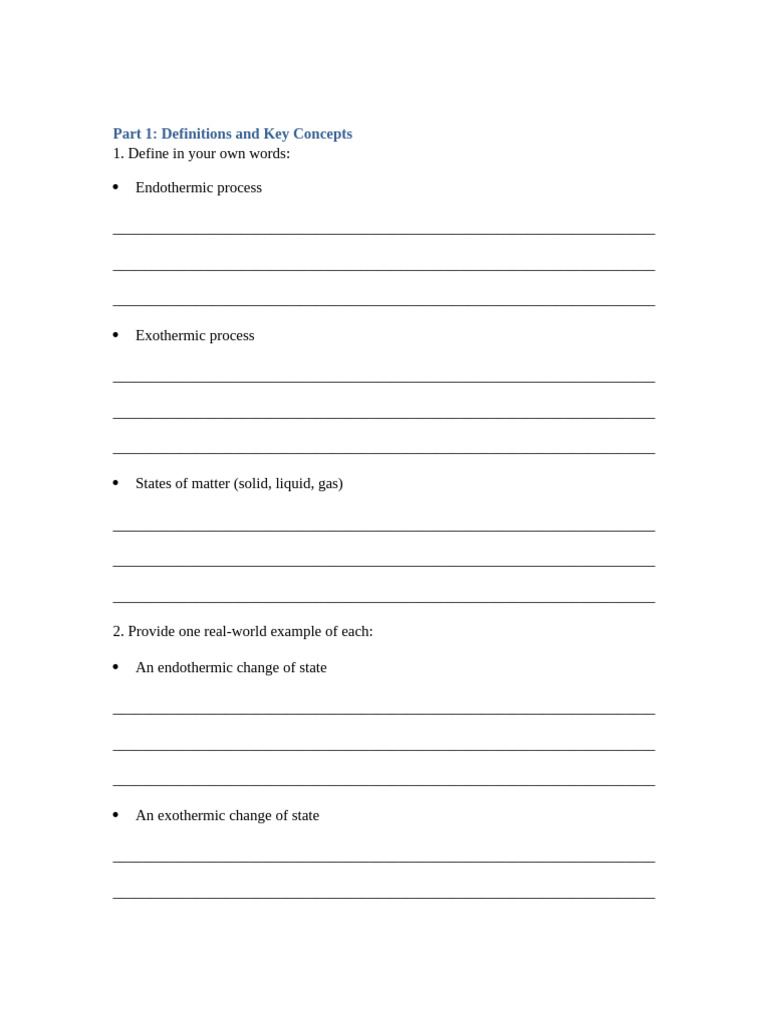 Endothermic Exothermic Assignment | PDF | Phase (Matter) | Liquids
