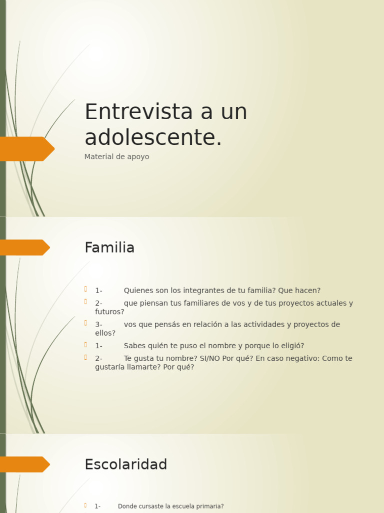 Entrevista A Un Adolescente. Temas | PDF | Sicología | Ciencias del ...