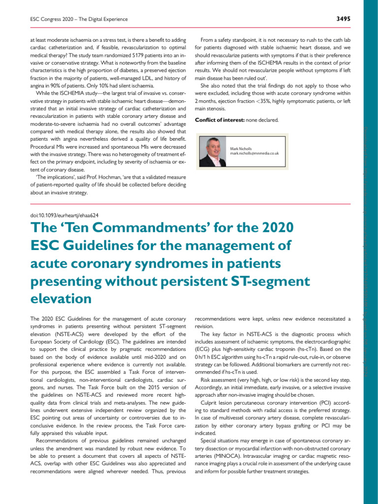 The Ten Commandments' For The 2020 ESC Guidelines For The Management of ...