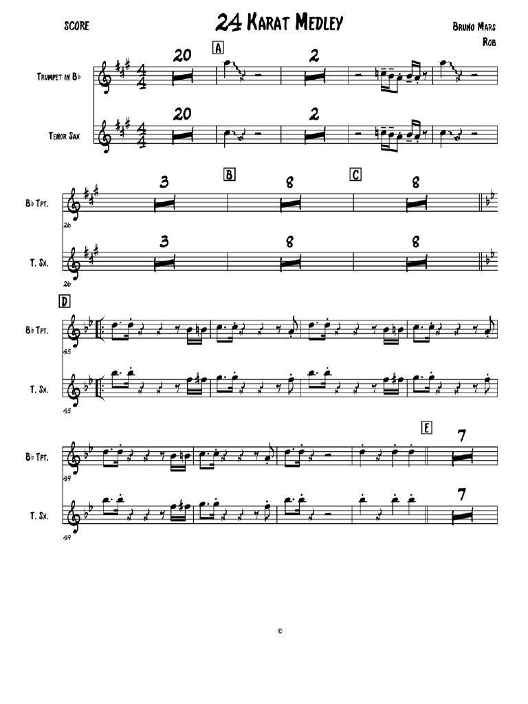 24 Karat Medley - Trumpet & Tenor BB | PDF