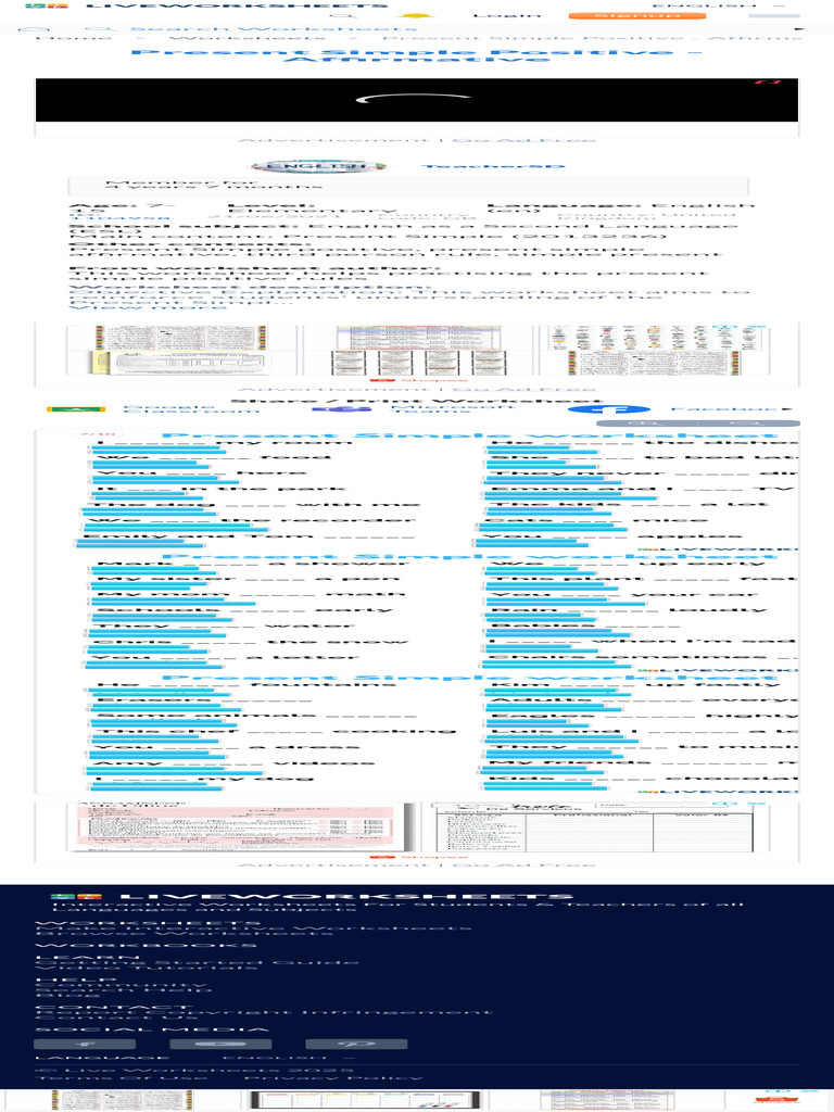Present Simple Positive - Affirmative | PDF