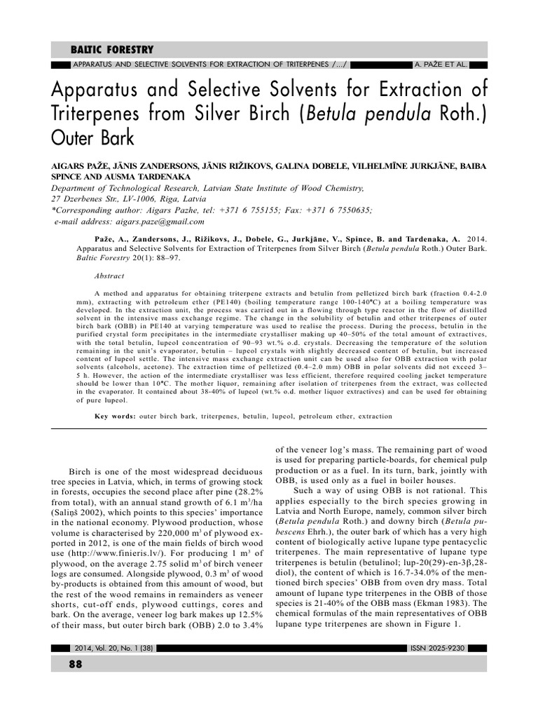 Apparatus and Selective Solvents For Extraction of Triterpenes | PDF | Polyphenol | Solubility