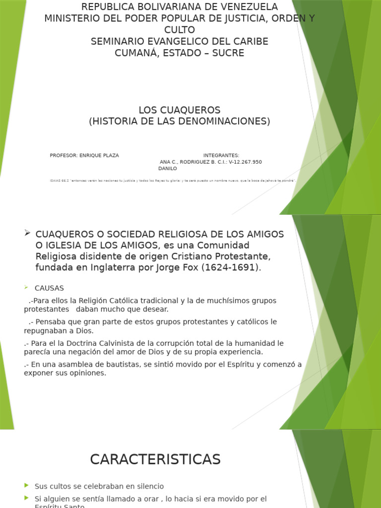 Exposición Los Cuaqueros | PDF | Cuáqueros | protestantismo