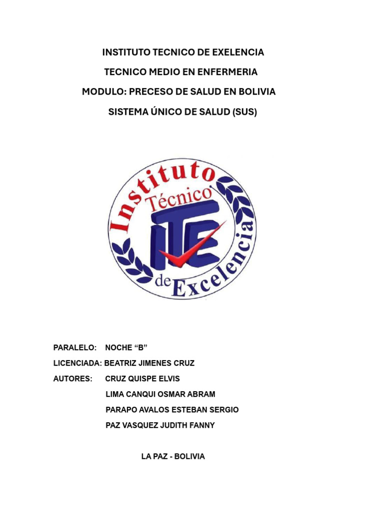 Sus Trabajo Borrador PDF | PDF | Cuidado de la salud | Bolivia