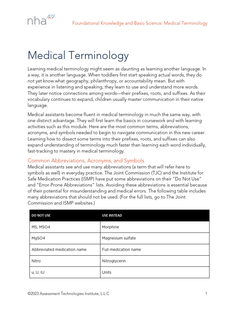 Focused - Review Medical Terminology | PDF | Anatomical Terms Of ...