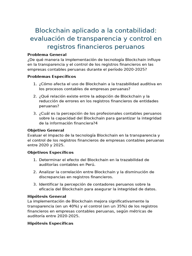 Blockchain y Contabilidad en Perú 2020-2025 | PDF | Contabilidad ...