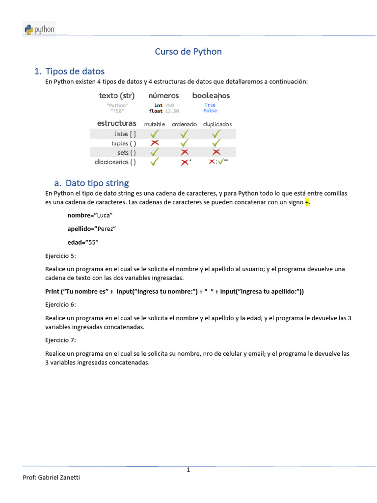 4-Tipo Datos Py | PDF | Tipo de datos | Python (lenguaje de programación)