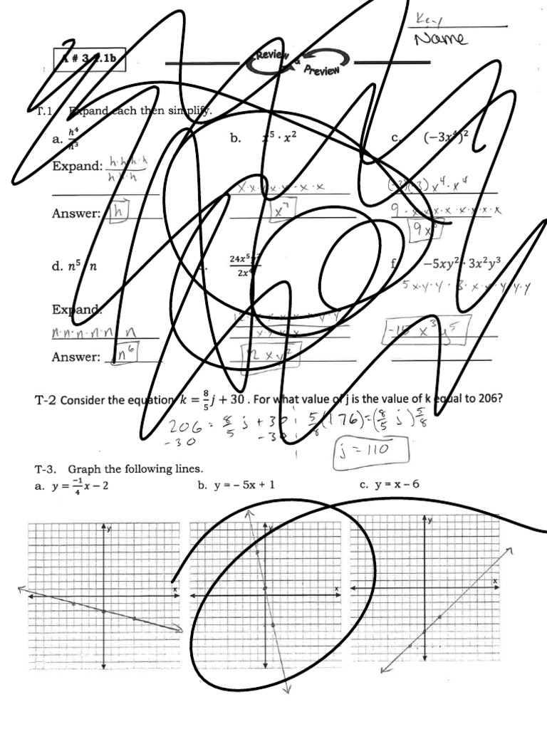 Alg. 3.1.1b Review + Preview Answers | PDF